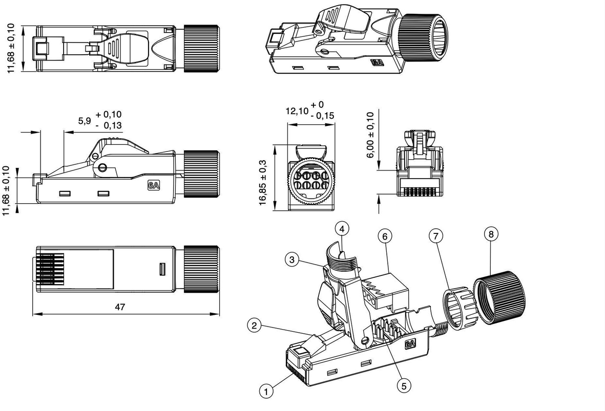 Connecteur RJ45 blindé catégorie 6A - BlueLan - Manutan.fr