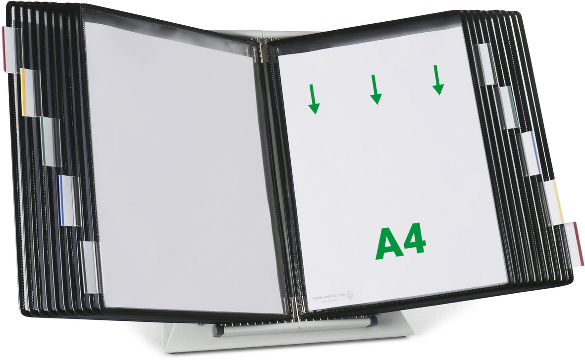 Ensemble pupitre A4 avec 20 poches noires+10 cavaliers 50mm - Djois ...