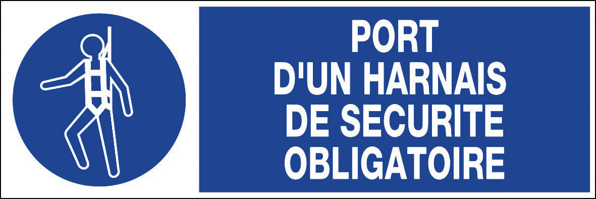 Panneau d'obligation - Port d'un harnais de sécurité obligatoire ...