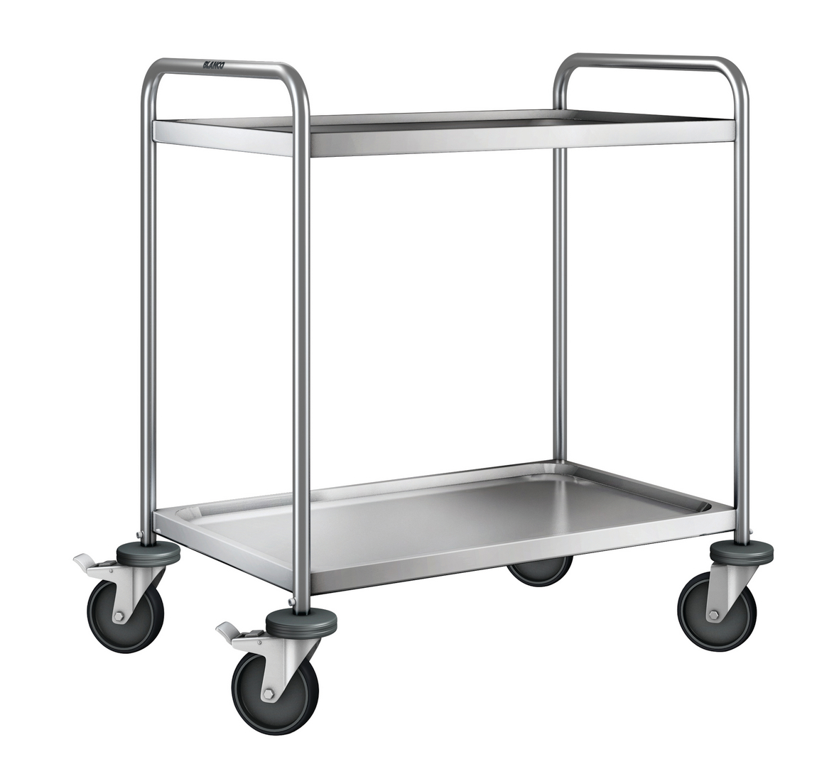Chariot inox - 2 plateaux - Force 120 kg - Manutan.fr
