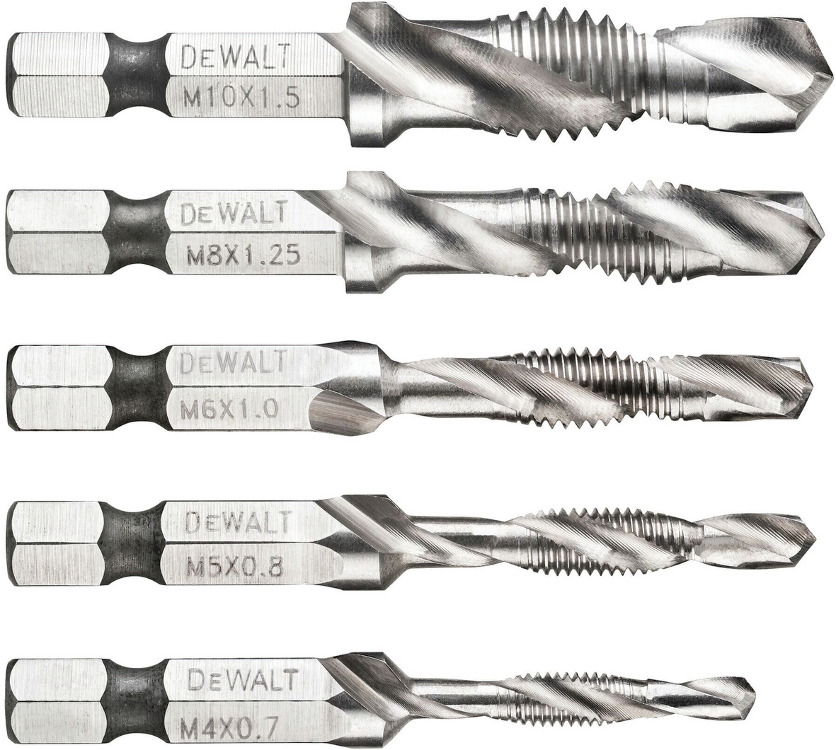 Jeu 5 forets a tarauder 156mm emmanchement hexagonal - Dewalt - Manutan.fr