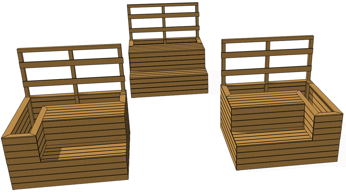 Amphithéatre extérieur 3 modules Carre Serre - Manutan.fr