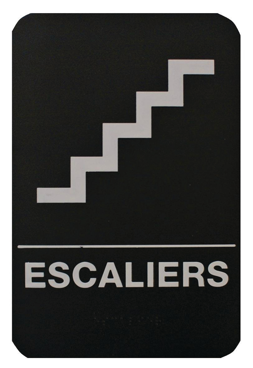 Plaque de signalisation Escalier - PVC rigide - Noir - Manutan.fr