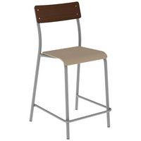 Chaise de bar André H60 assise hêtre dossier vernis piètement métal ...