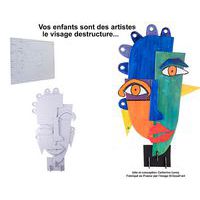lot de 5 sculptures carton - visage destructuré | Pichon.fr