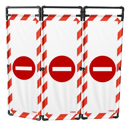 Barrière d'intervention PVC,80 m 3 vantaux logo interdit - Viso ...
