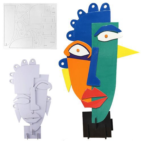 lot de 5 sculptures carton - visage destructuré | Pichon.fr