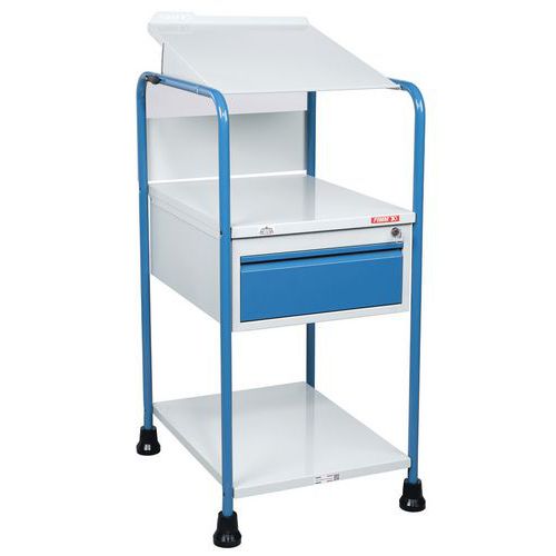 Pupitre sur patins à plan inclinable 2 plateaux 1 bloc tiroir - FIMM ...