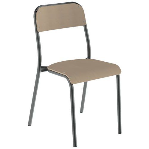 Chaise Robot 4 pieds T6 assise et dossier hêtre piètement métal ...