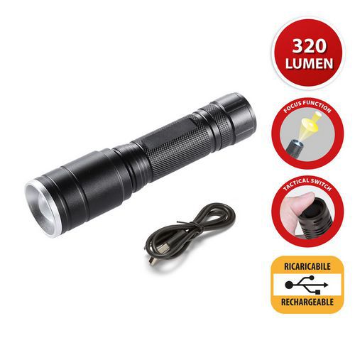 Lampe torche LED 5W rechargeable HUNTER - Velamp - Manutan.fr