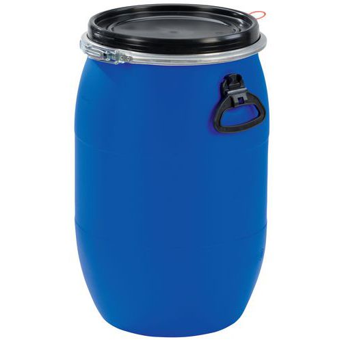 Fût 30 à 220L à ouverture totale homologué UN - Bleu - Manutan.fr