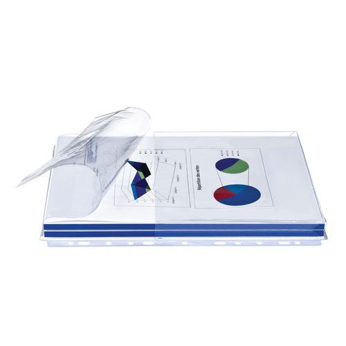Pochette-plan perforée PVC A4 avec soufflet 2 cm et rabat - Manutan.fr