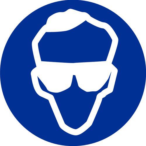 Panneau d'obligation - Port de lunettes de sécurité obligatoire - Adhésif Panneau d'obligation - Port de lunettes de sécurité obligatoire - Adhésif