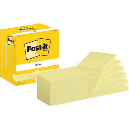 Notes Post-it® 76 x 127 mm 12 blocs jaune - Post-it® - Manutan.fr
