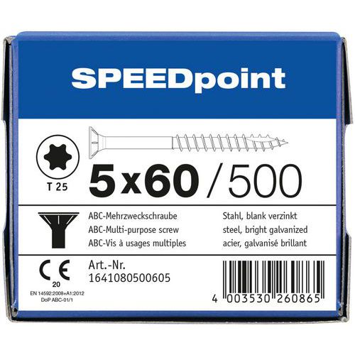 Boite de vis multi-usage à tête fraisée TXØ de 3,5 à 5 mm - SpeedPoint - Manutan.fr