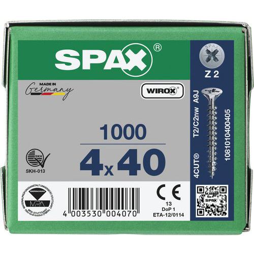 Boite de vis universelles à tête fraisée PZ Ø 3 à 5 mm - Spax - Manutan.fr