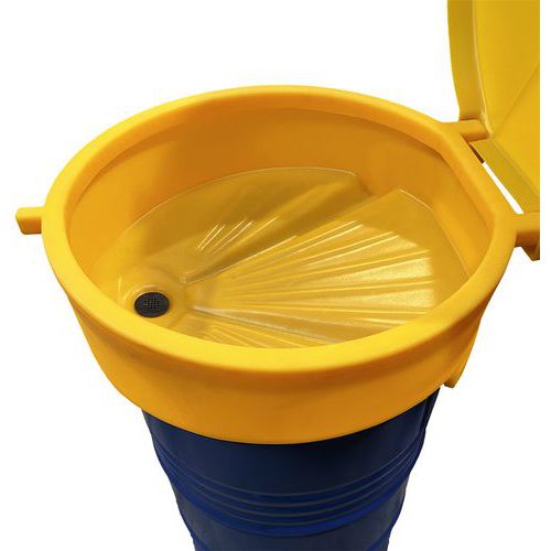 Entonnoir jaune avec couvercle pour fût - Capacité 220 L - Manutan.fr
