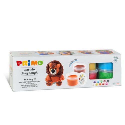 Set 10 pots 100g pâte à jouer sans gluten - Primo - Pichon.fr