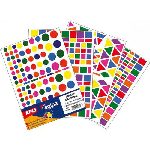 Pochette 60 feuilles gommettes formes géométriques - Apli Kids - Pichon.fr