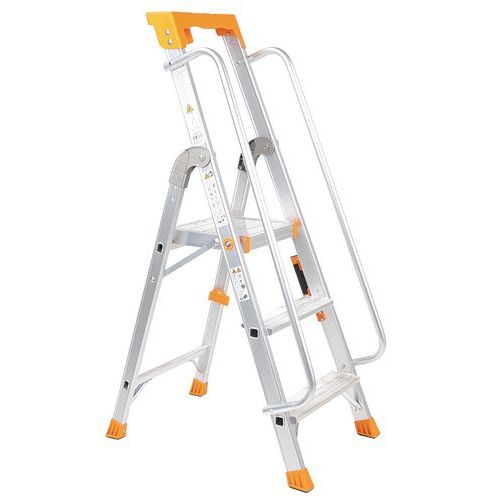 Escabeau professionnel aluminium avec rampe - Manutan.fr