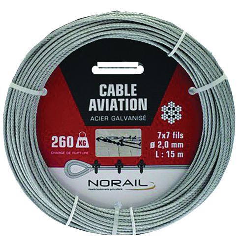 Câble aviation en acier galvanisé - Norail - Manutan.fr