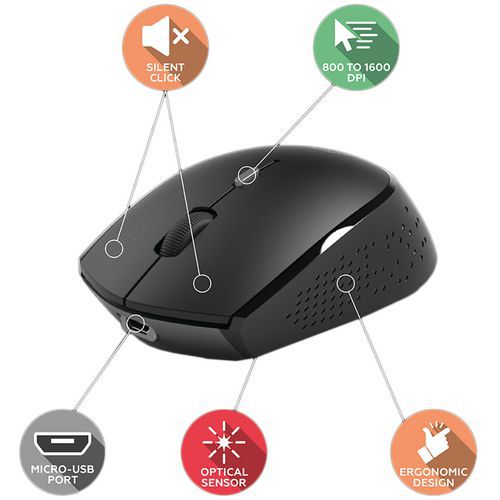 Souris sans Fil USB-C rechargeable noir Mobility Lab - Manutan.fr