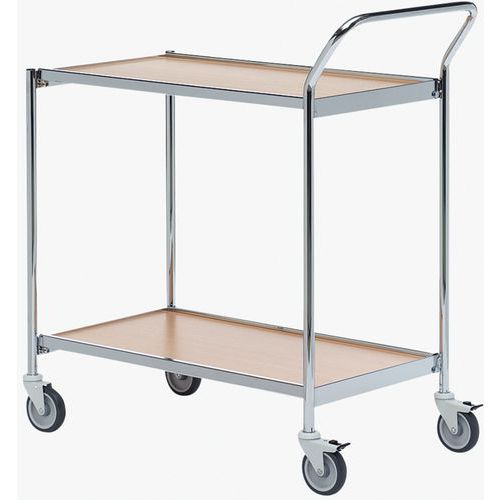 Table roulante chrome - 2 plateaux - Capacité 150 kg - Manutan