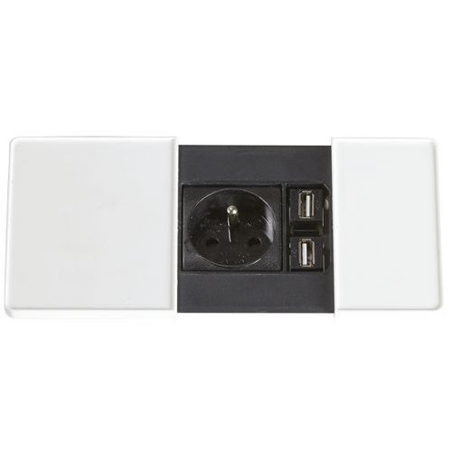 Boitier électrique 1 prise 220 + 2 USB chargeur Blanc Simmob - Manutan.fr