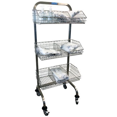 Chariot médical inox avec paniers - Avec séparateur - Manutan.fr