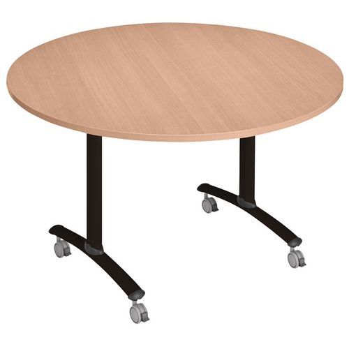Table ronde plateau mélaminé pivotant Axe - Manutan Expert - Manutan.fr