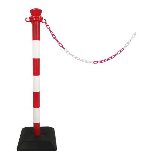 Poteau de balisage plastique avec chaine - Viso - Manutan.fr